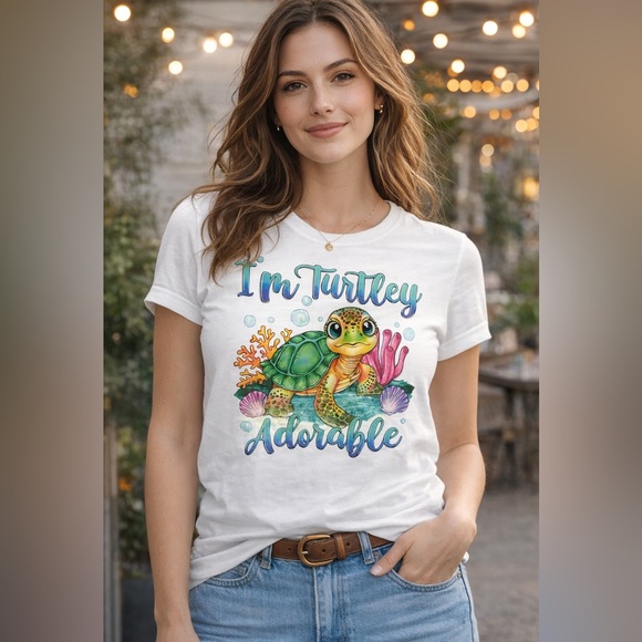 Handmade | Tops | Womens White Graphic Tee Turtle Design | Poshmark